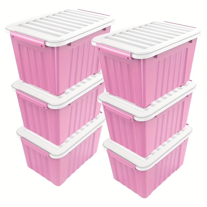 4/6 Pack Of Storage Boxes With Lids And Wheels, 72 And 97 Quarts ...