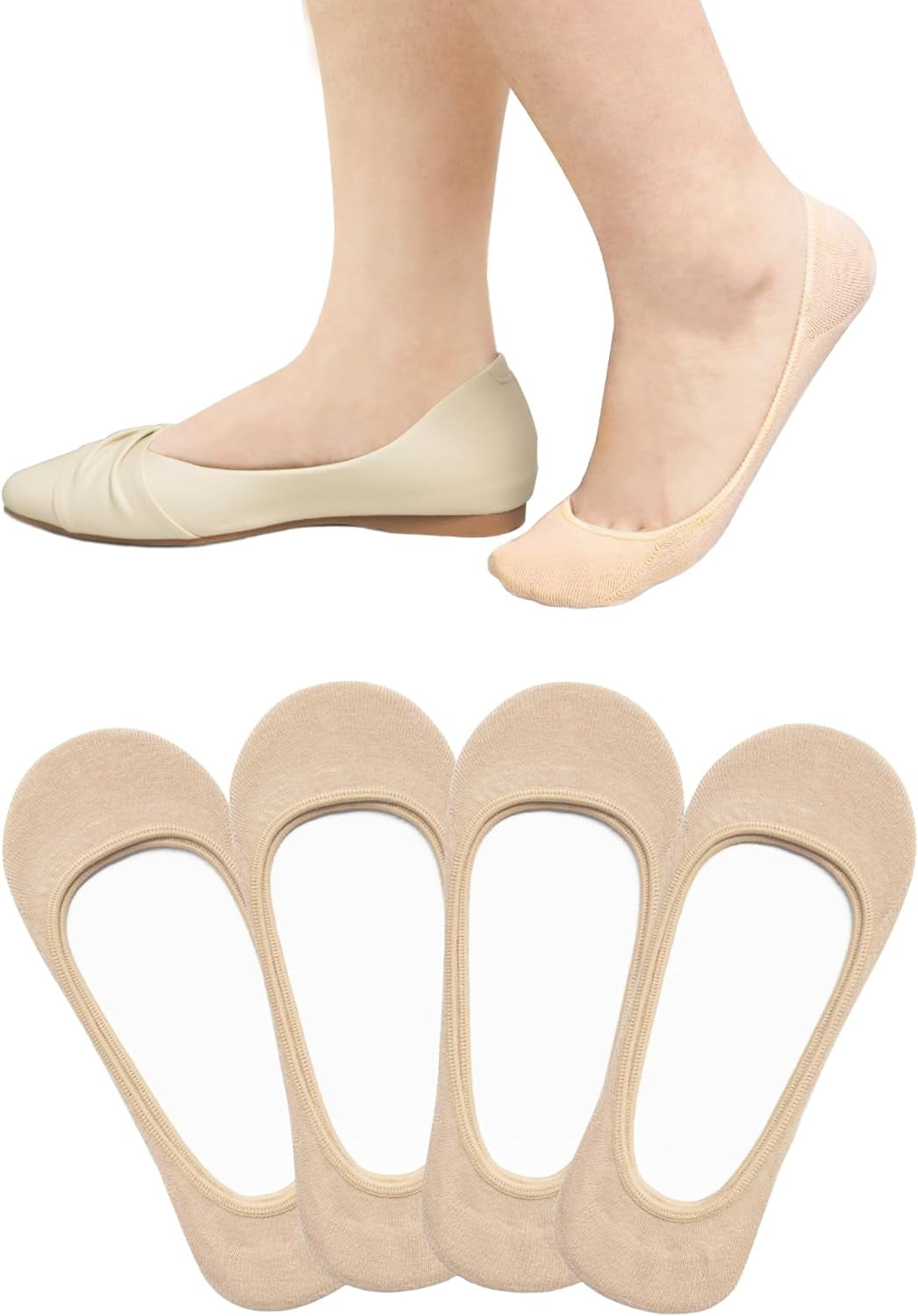 4-6 Pairs No Show Socks Womens Ultra Low Cut Non-Slip Liner Socks for ...