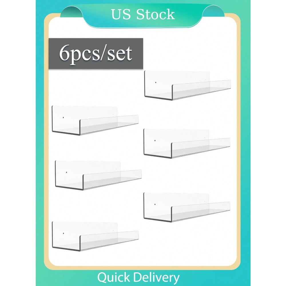 4/6 Pcs Clear Acrylic Shelves For Wall Storage, 15