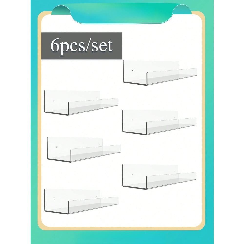 4/6 Pcs Clear Acrylic Shelves For Wall Storage, 15" Floating Shelves ...