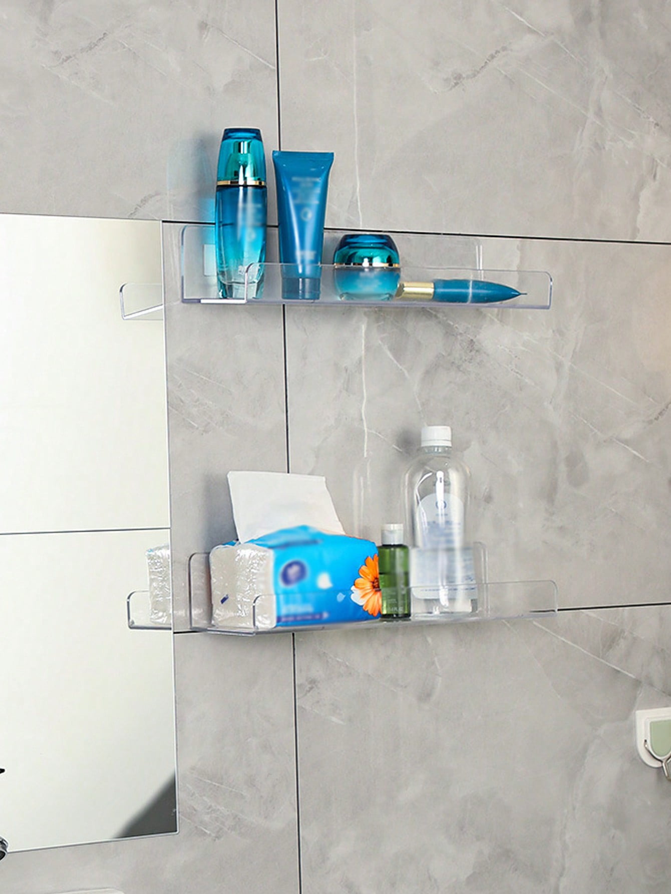 4/6 Pcs Clear Acrylic Shelves For Wall Storage, 15