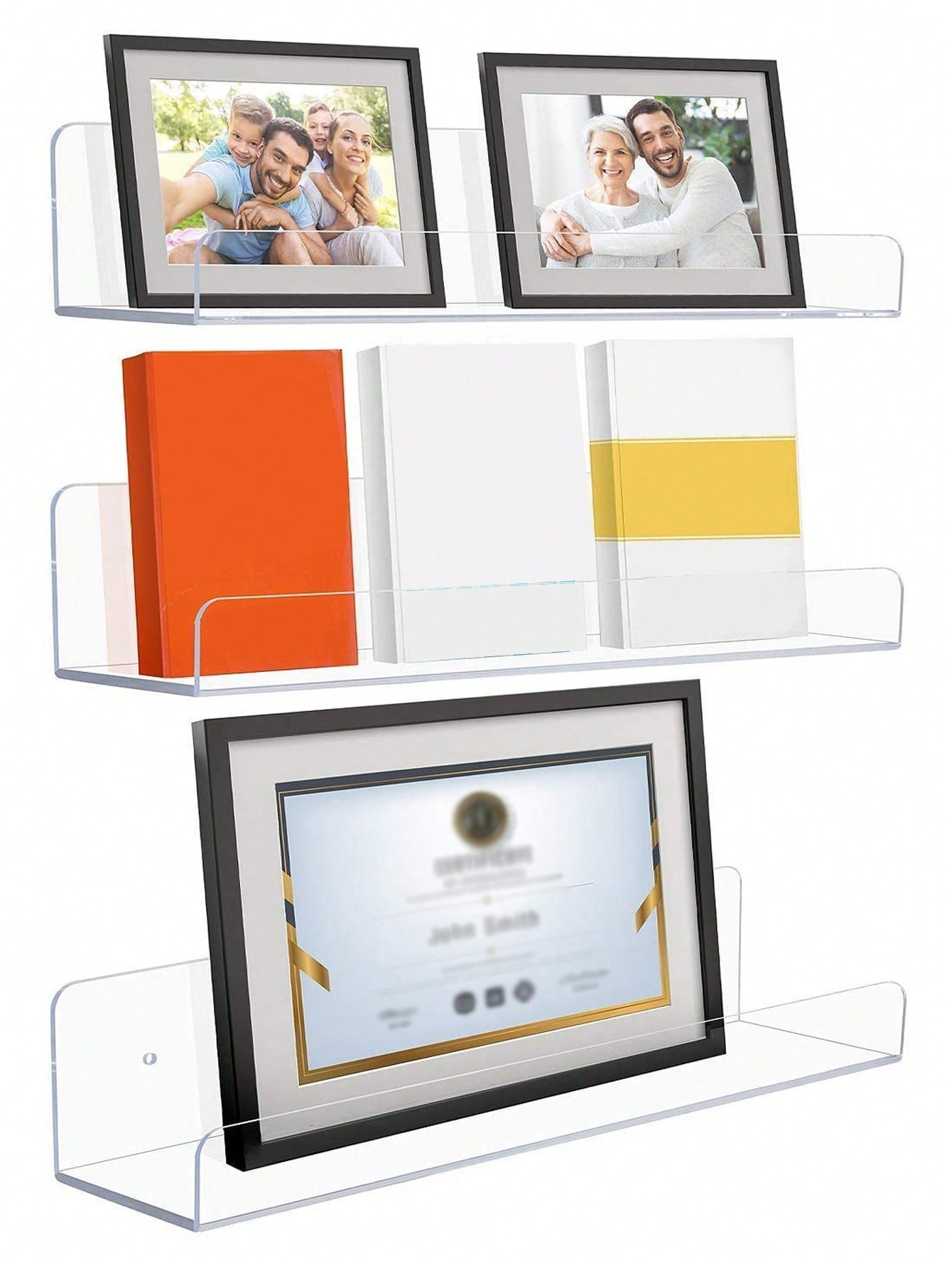 4/6 Pcs Clear Acrylic Shelves For Wall Storage, 15" Floating Shelves ...