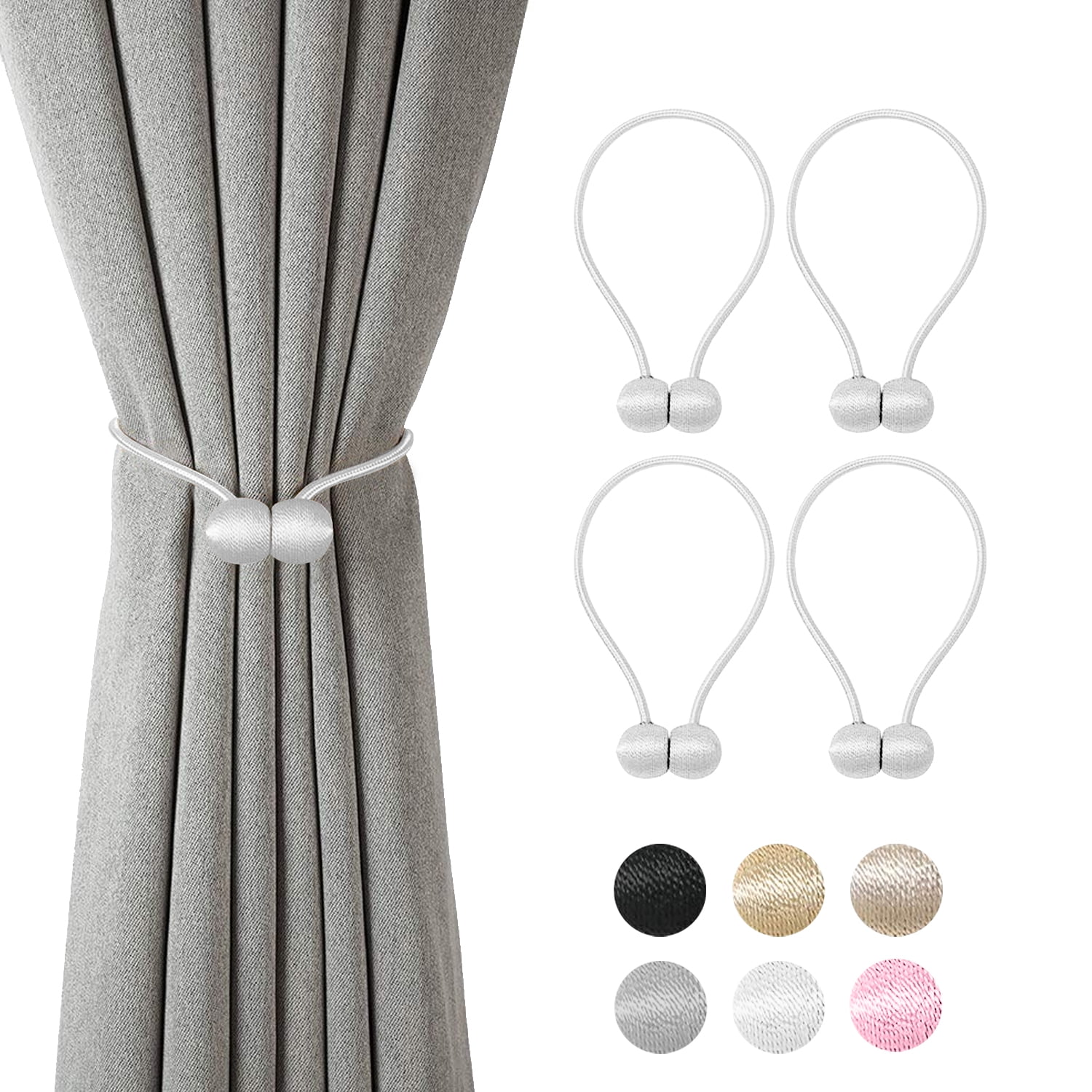 4/6 Pcs Magnetic Curtain Tiebacks, Decorative Drape Ties, Holdbacks for ...