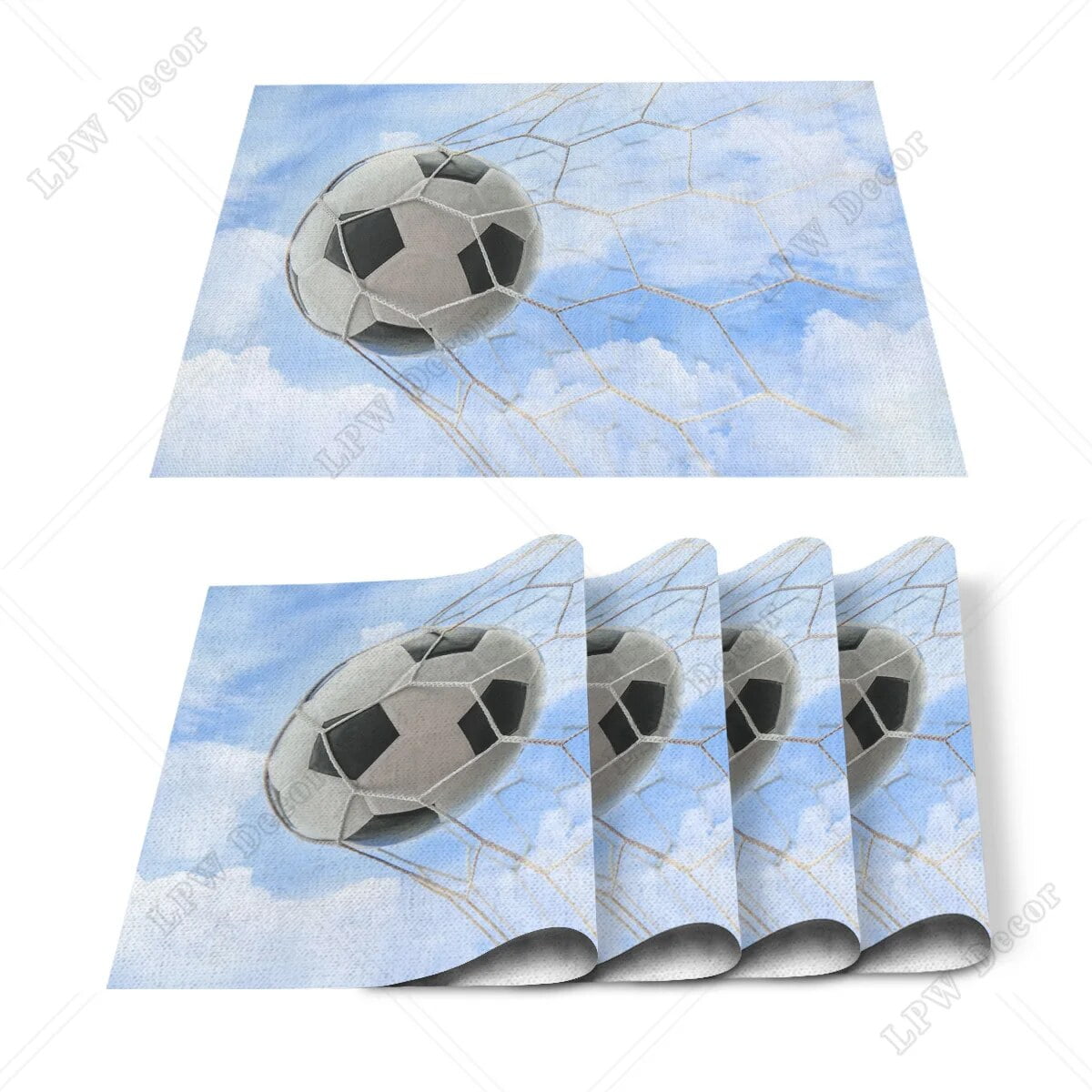 4/6 Pcs Placemat Soccer Balls Football Field Printed Table Mat For ...