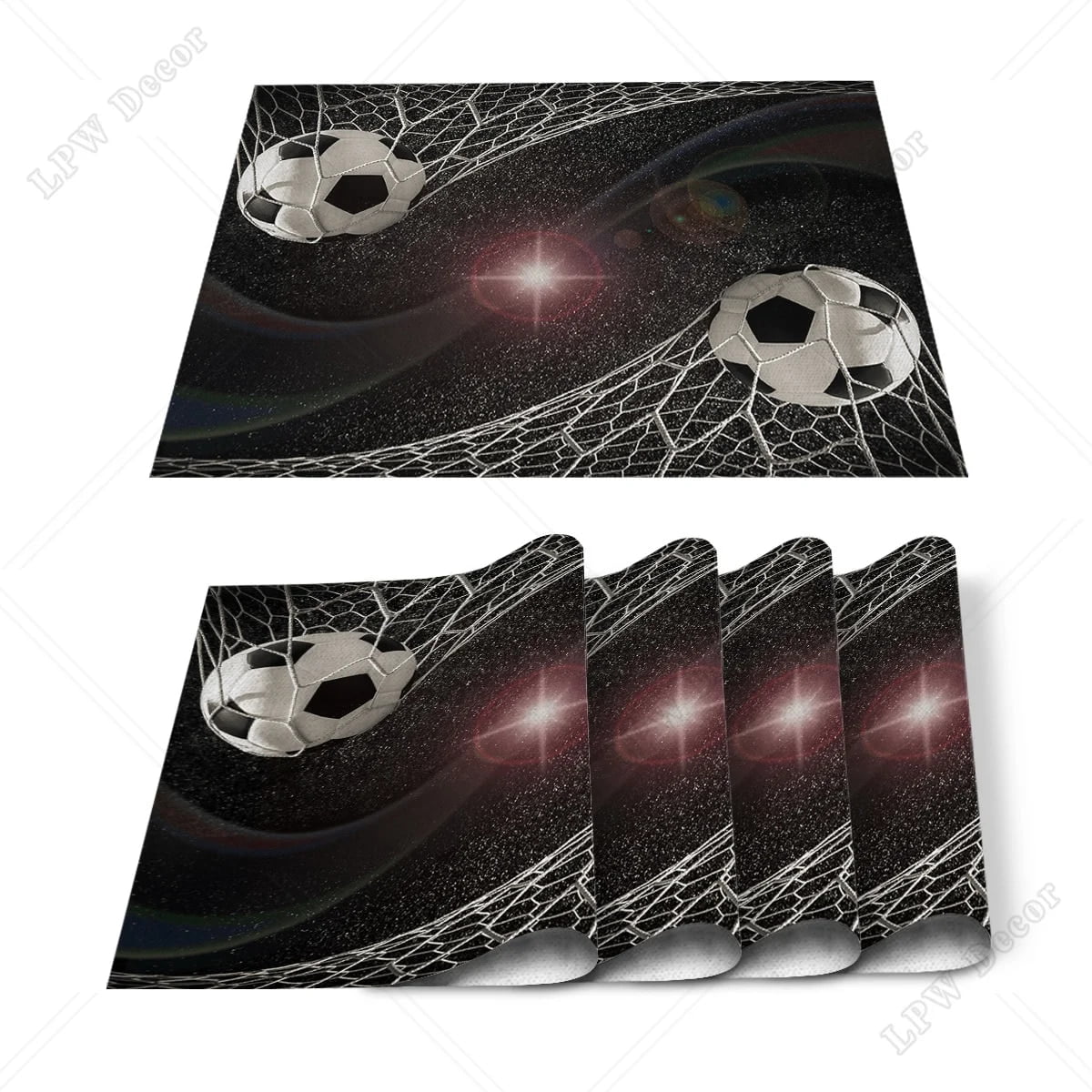 4/6 Pcs Placemat Soccer Balls Football Field Printed Table Mat For ...
