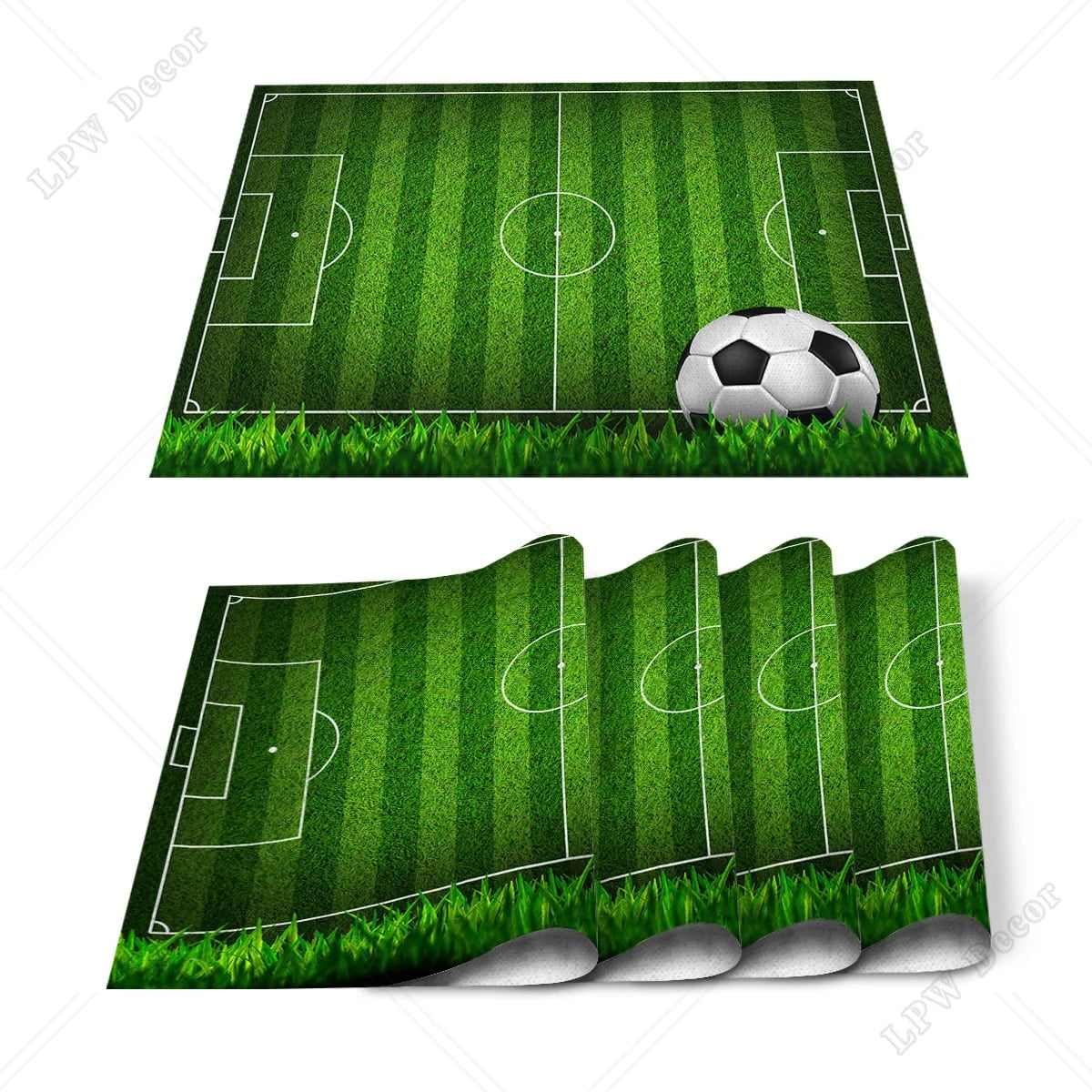 4/6 Pcs Placemat Soccer Balls Football Field Printed Table Mat For ...