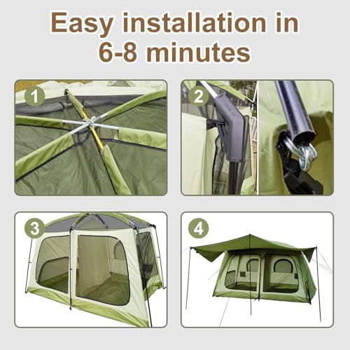 4-6 Person Camping Tent Waterproof, Ventilated Cabin Tents for Camping ...