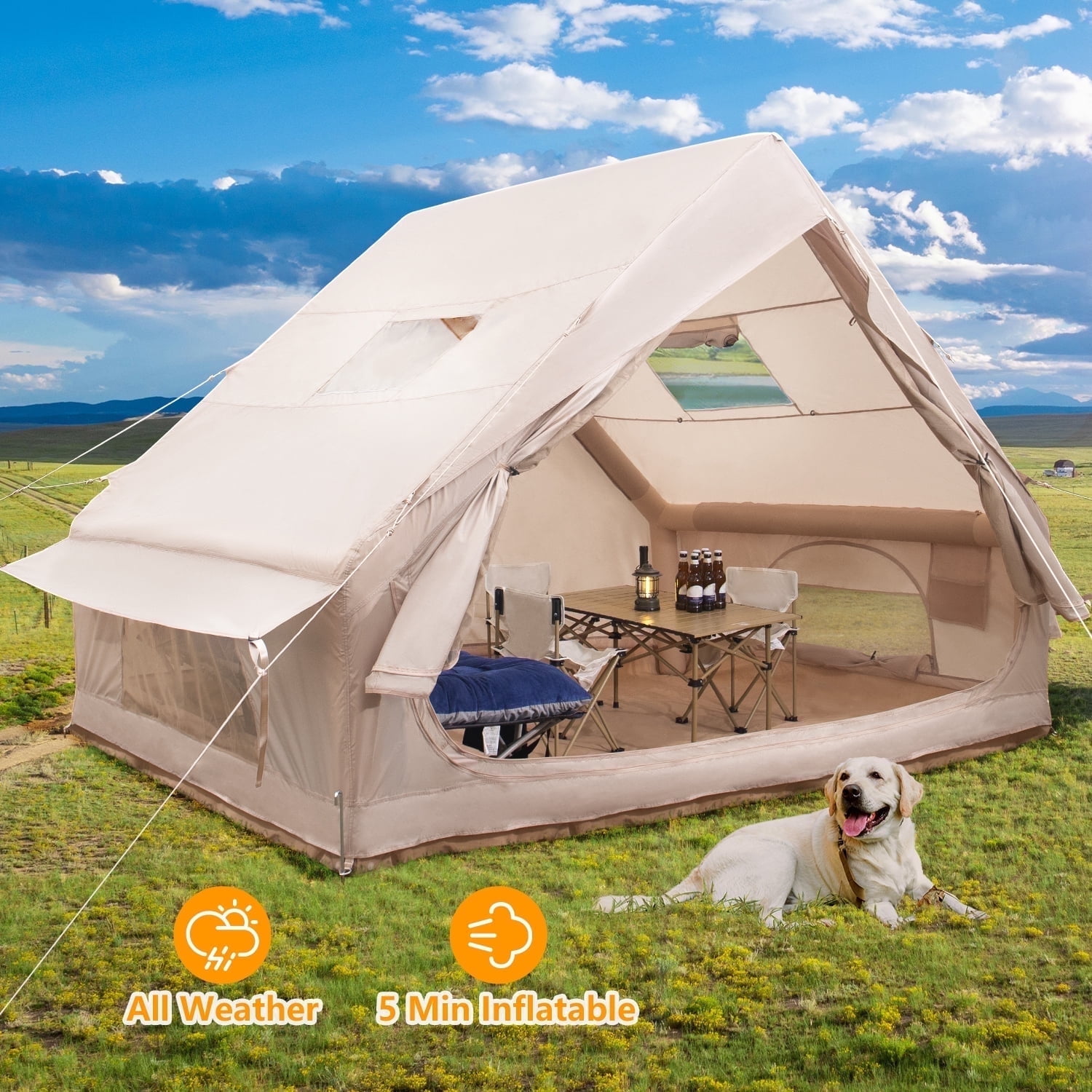 Emossie 4-6 Person Inflatable Camping Tent with Hand Pump - Walmart.com