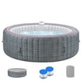 4-6 Person Inflatable Hot Tub with 130 Bubble Jets, Round Home Spa ...