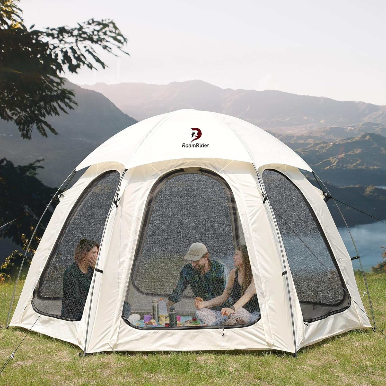 4-6 Person Outdoor Camping Dome Tent - 10 x 10 FT Screen House Room ...