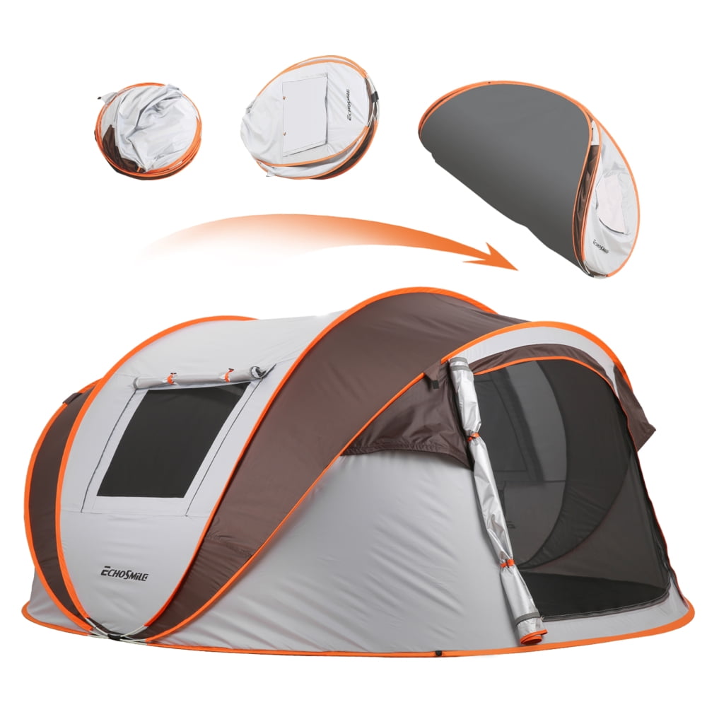 4-6 Person Pop-Up Boat Tent in White & Light Orange - Portable Shelter ...
