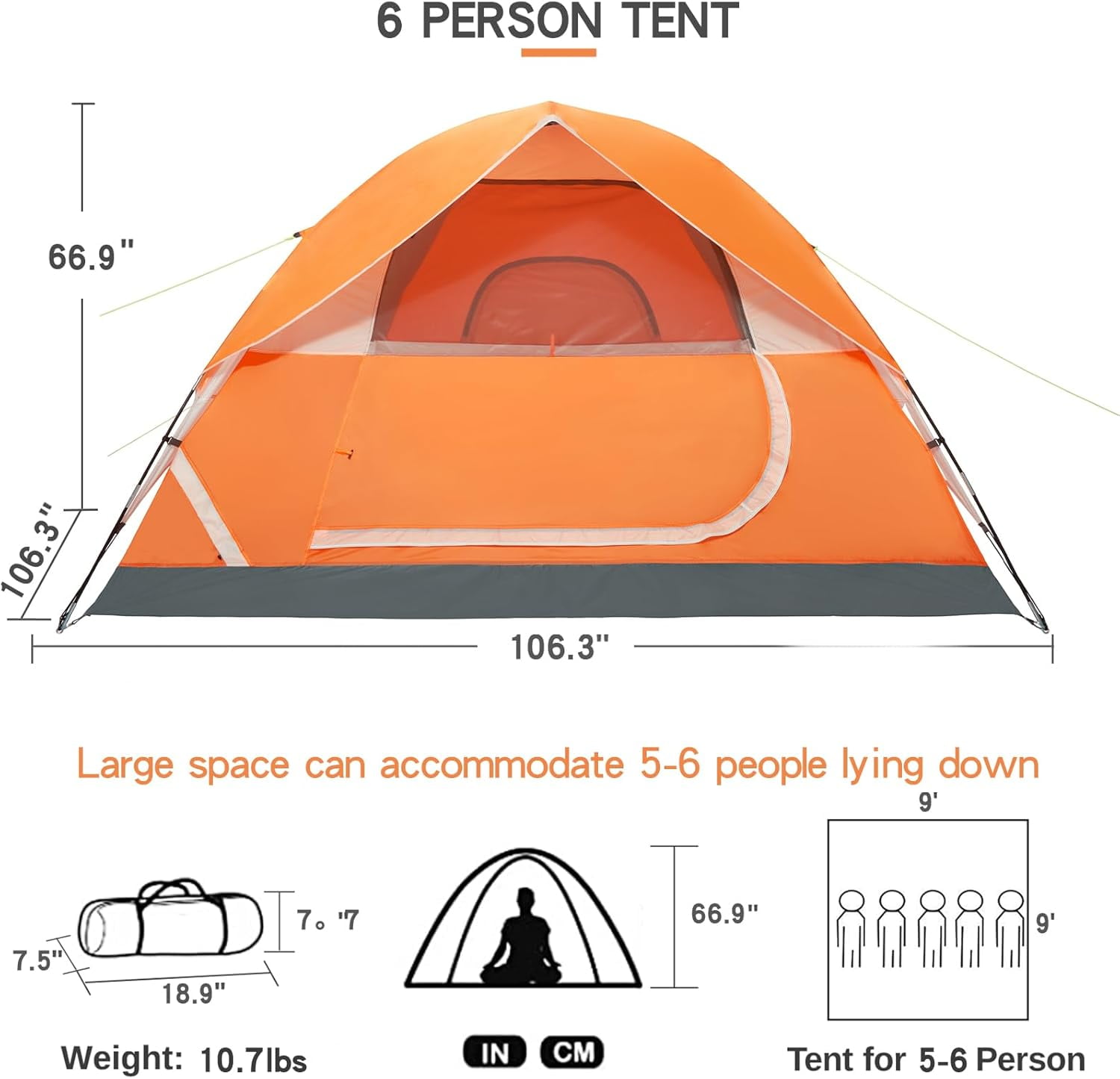 4/6 Person Tent Waterproof Lightweight Portable Backpacking Tent for ...
