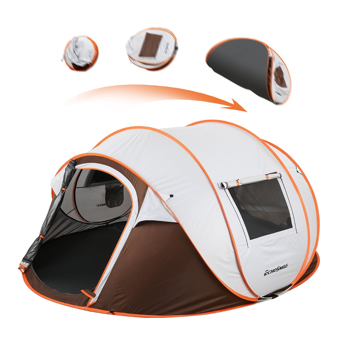 4-6 Persons White + Brown Pop-Up Boat Tent - Walmart.com