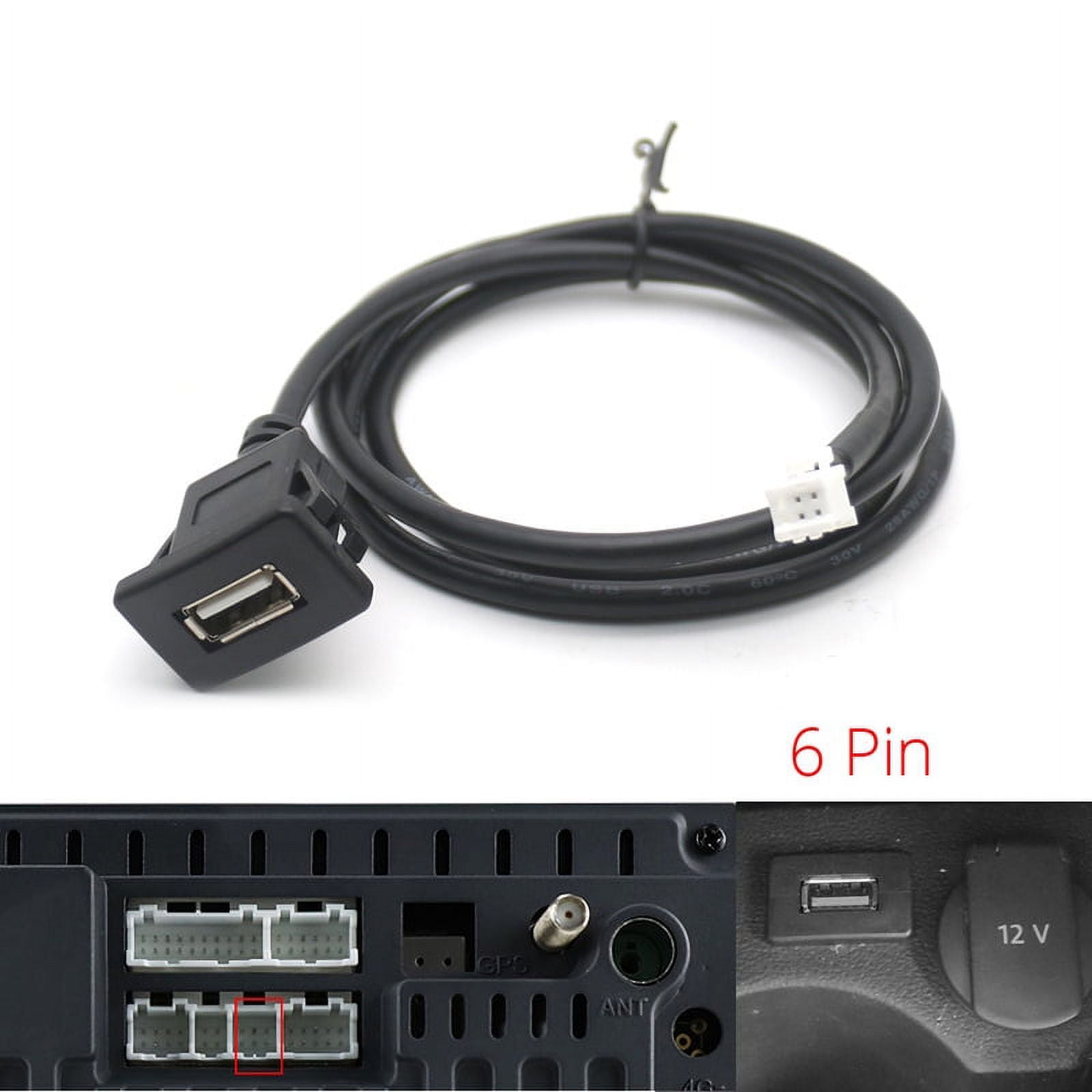 4 6 Pin Dual USB Dashboard Mount Panel Extension Shielded Cable Adapter ...