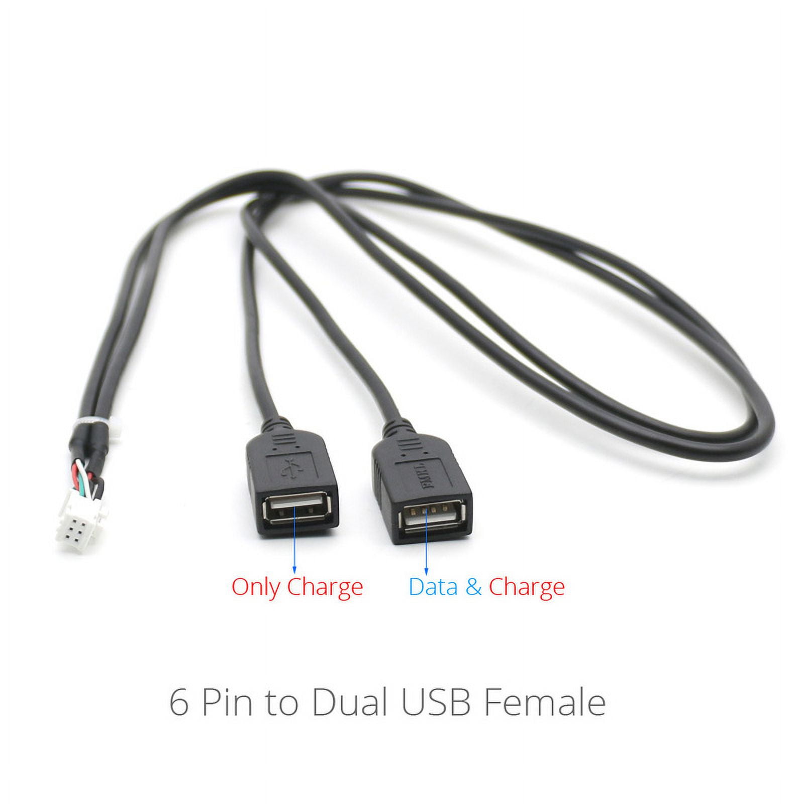 4 6 Pin Dual USB Dashboard Mount Panel Extension Shielded Cable Adapter ...