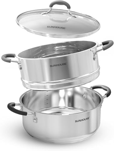 - 4.6 Quarts Steamer Pots With Lid 2-Tier Multipurpose Stainless Steel ...