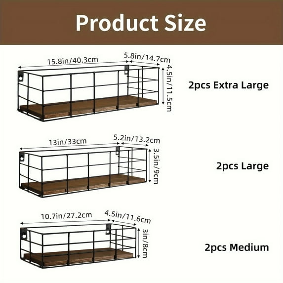 4/6 Sets Floating Wall Mounted Shelves - Multiple Sizes, Hanging ...