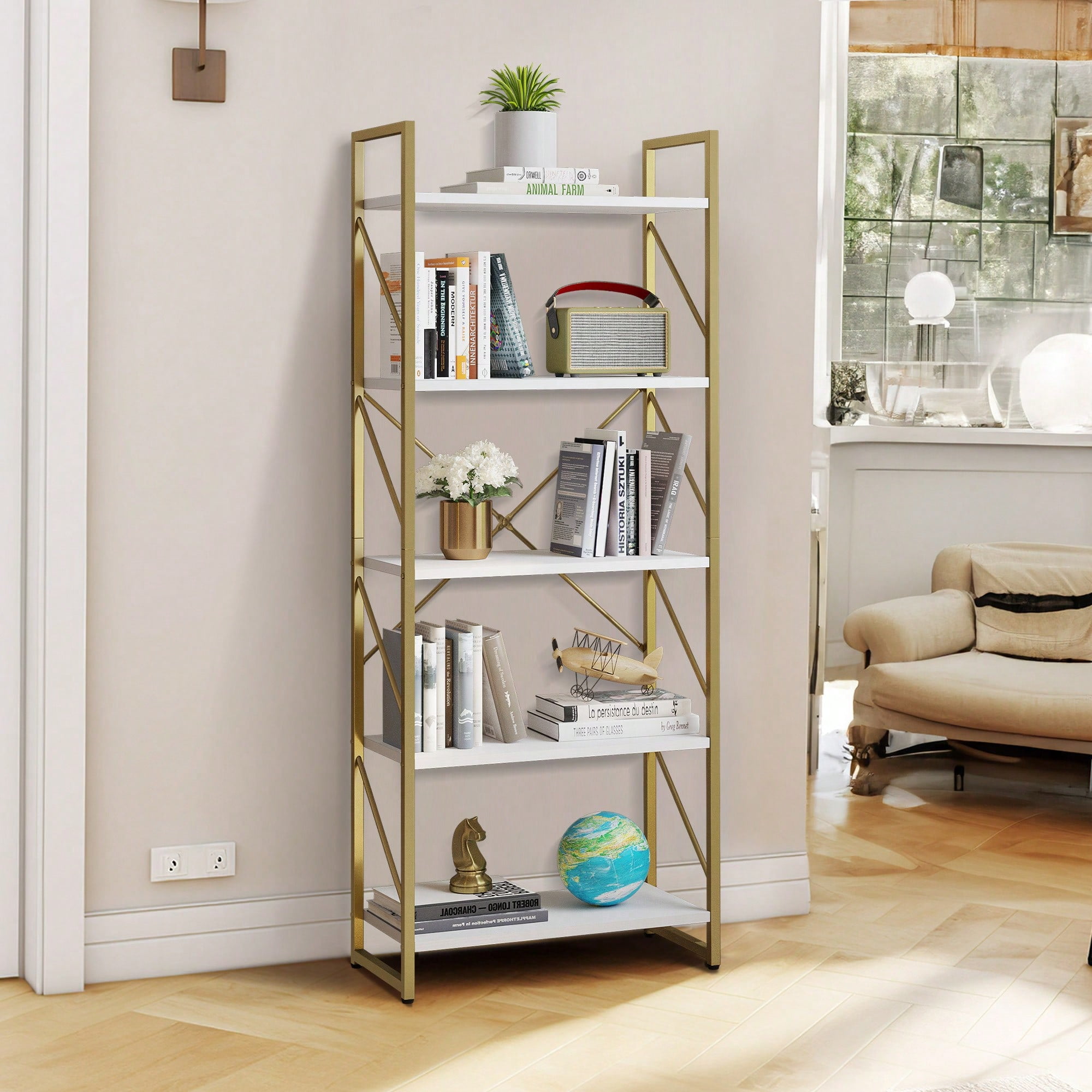 4-6 Tier Shelf Wood Bookcase Bookshelf Storage Display Rack Book ...