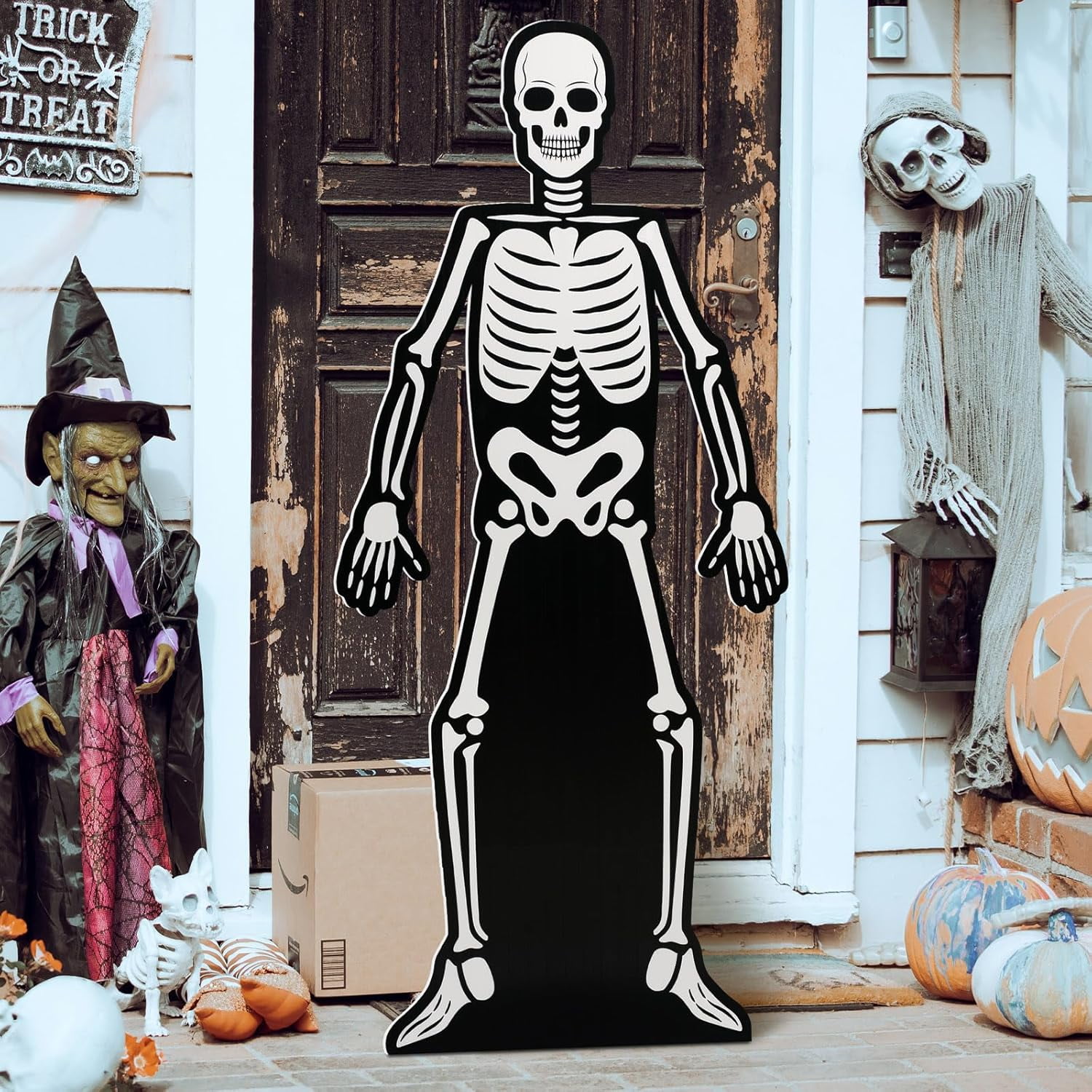4.6 ft Skeleton Cardboard Cutout Life Size Halloween Skeletons ...