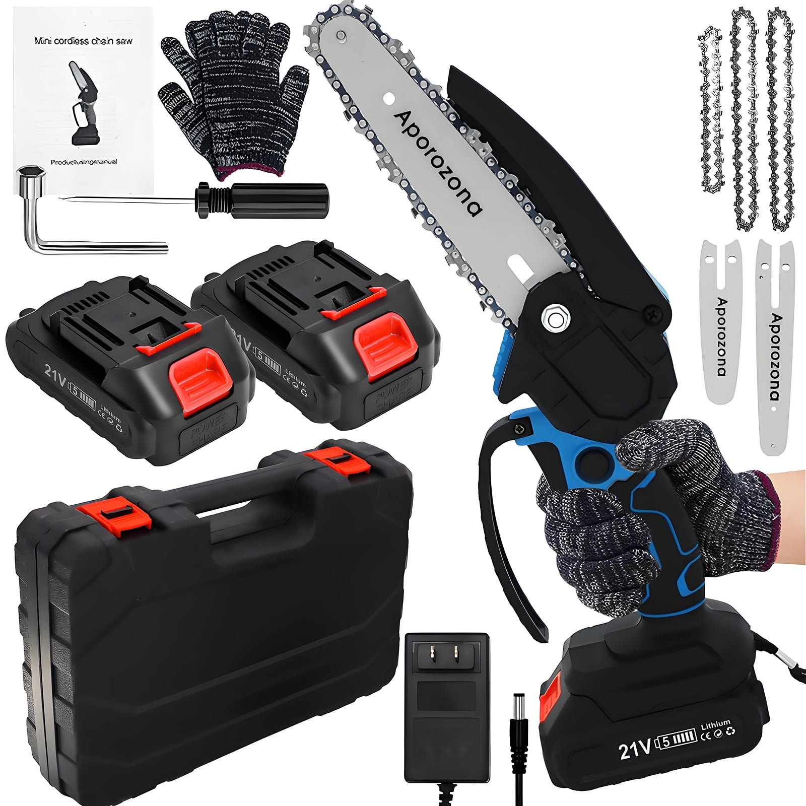 4/6 inch Mini Chainsaw, Portable Electric Cordless Chainsaw Set,Battery ...
