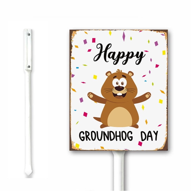 4.6 x 6 IN Happy Groundhog Day Yard Sign Funny Groundhog Day Outdoor ...