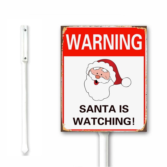4.6 x 6 Inches Santa Is Watching Warning Sign Funny Christmas Yard Sign ...