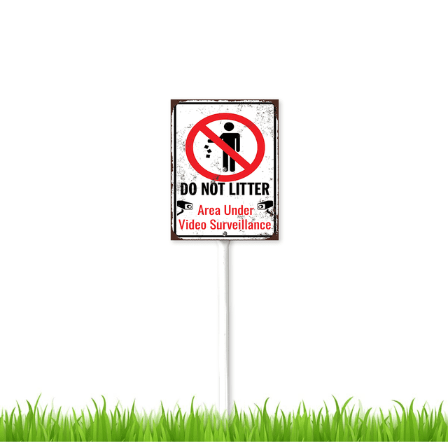 4.6 x 6 inch Do Not Litter - Area Under Video Surveillance Sign with ...