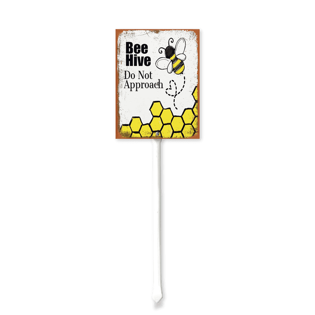 4.6 x 6 inch Garden Stakes Bee Hive Do Not Approach Spring Yard Sign ...