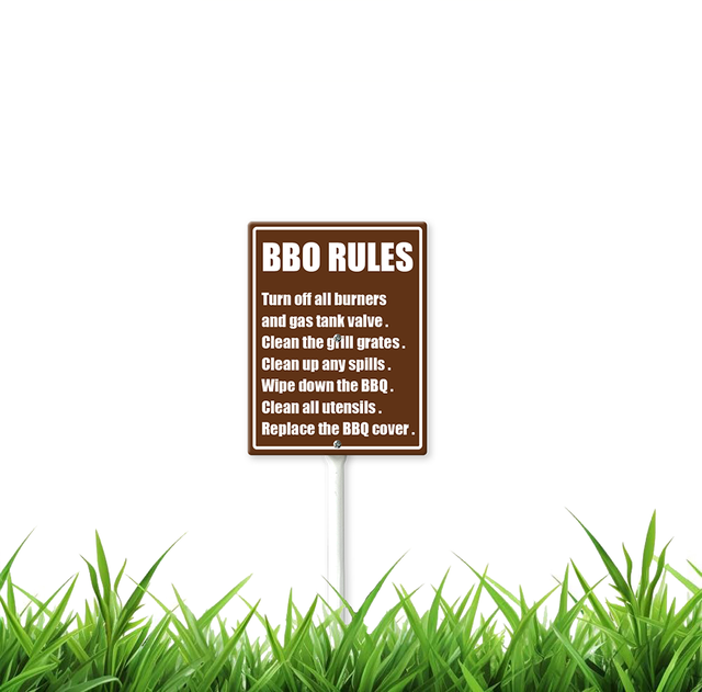 4.6 x 6 inch Grass Sign with Stakes,BBQ: Turn Off Burners & Gas Tank ...