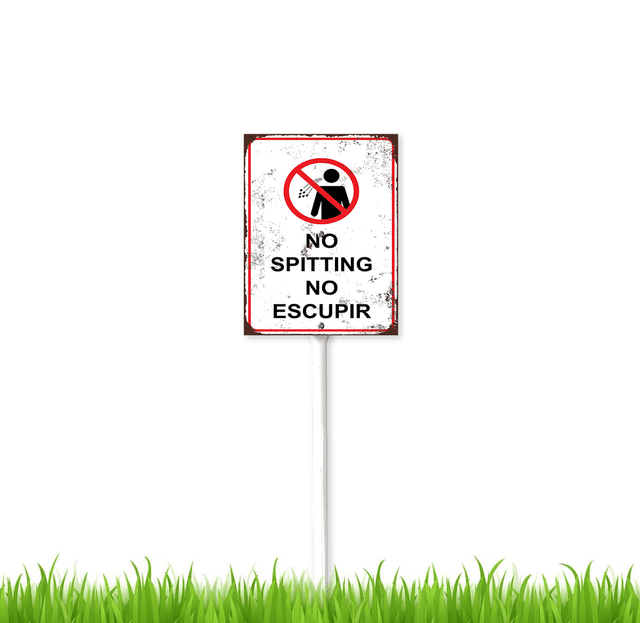 4.6 x 6 inch No Spitting Sign with Stake,Decorative Plant Stake Lawn ...
