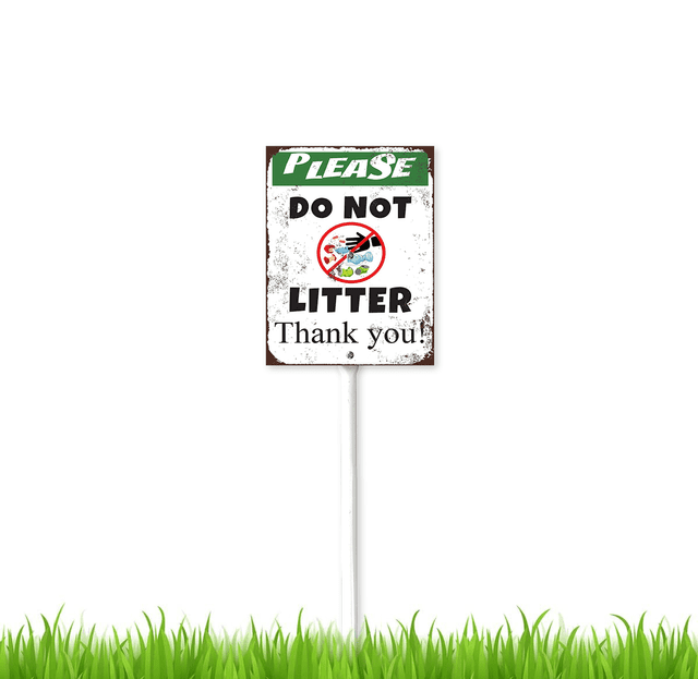 4.6 x 6 inch Please Do Not Litter Yard Sign with Stake,Decorative Plant ...