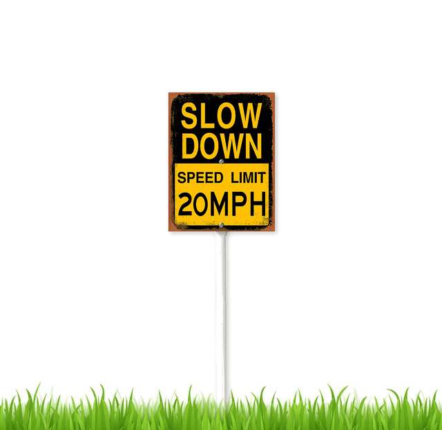 4.6 x 6 inch Slow Down Speed Limit 20 MPH Yard Sign Decorative Plant ...