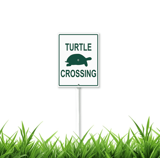 4.6 x 6 inch Slow Turtle Crossing Yard Sign with Stake Aluminum Sign ...