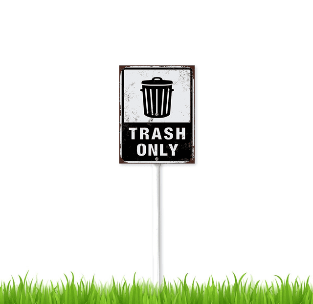 4.6 x 6 inch Trash Only Sign with Stake,Decorative Plant Stake Lawn Art ...