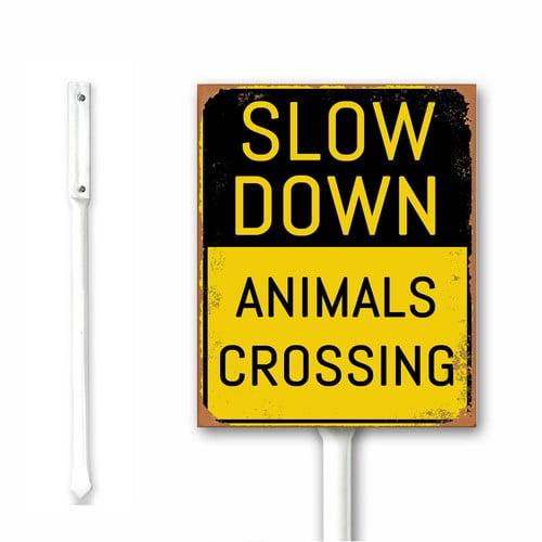 4.6"x6" Vintage Please Slow Down Animals Crossing Sign, Animal Slow ...