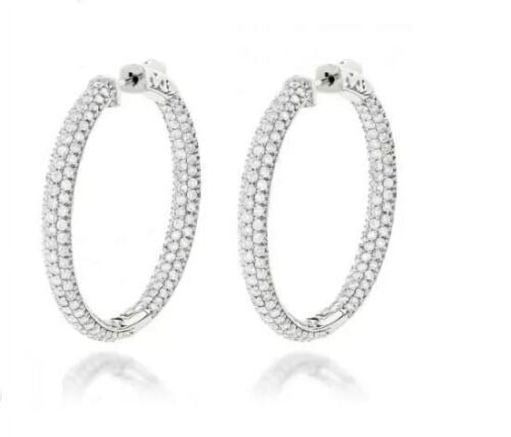 4.60ct Natural Round Diamond (I-J,SI1) Double Row Hoop Earring 14k ...
