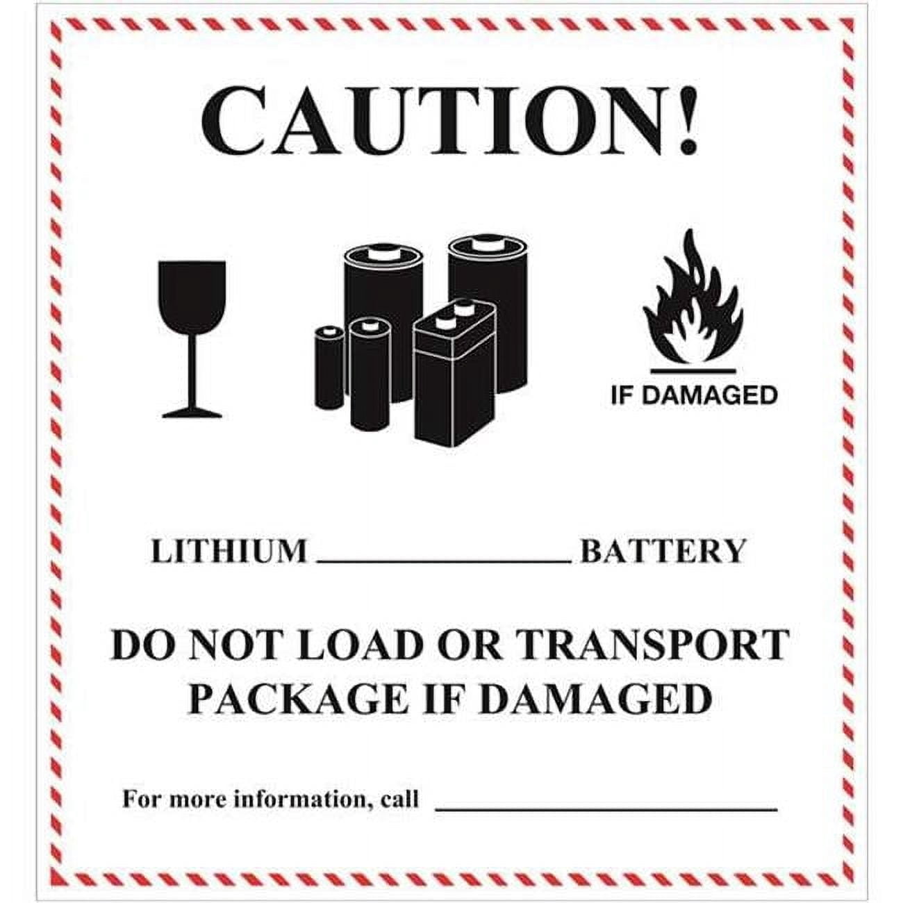 4.625 x 5 in. - Caution - Lithium Battery Handling Labels - Black ...