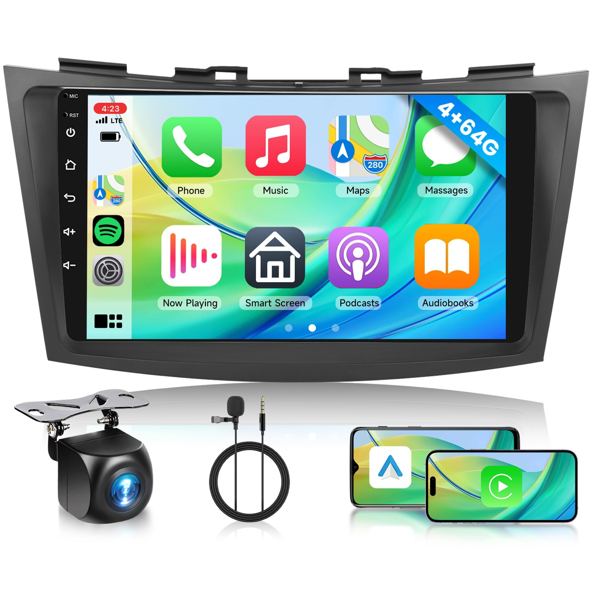 4+64G Android Car Radio Stereo for Suzuki Swift with Wireless Carplay ...