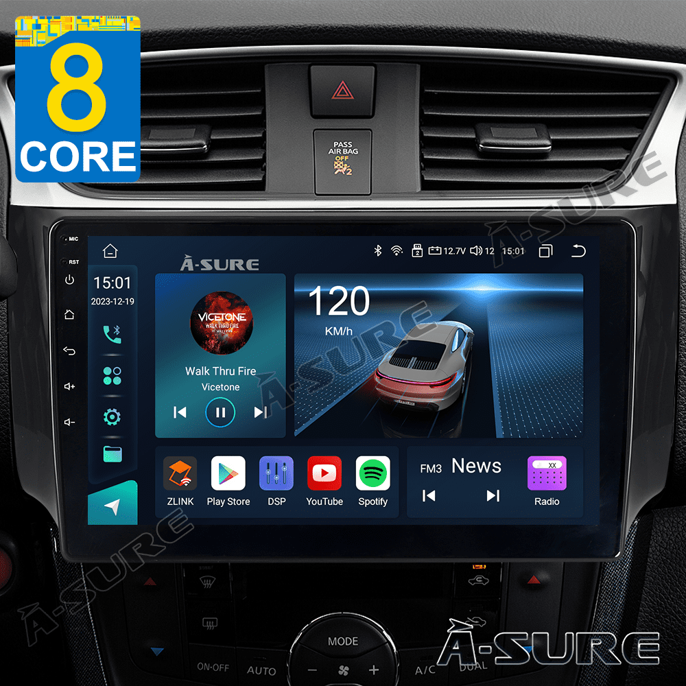 4+64GB Apple CarPlay Android 13 Car Radio Stereo for Nissan Sentra 2016 ...