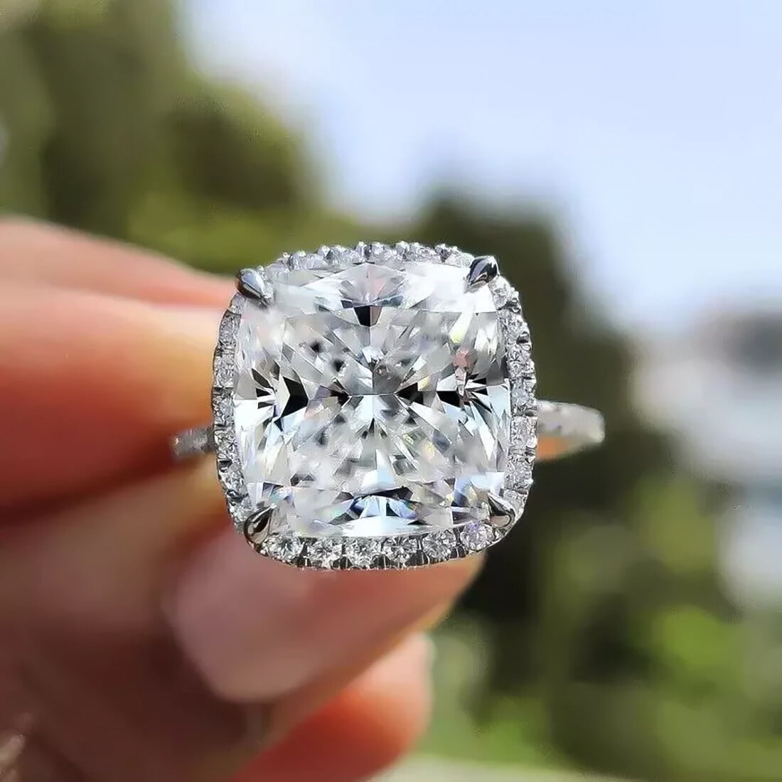 4.65 Ct White Moissanite Pear Solitaire Ring - 925 Sterling Silver Gold ...