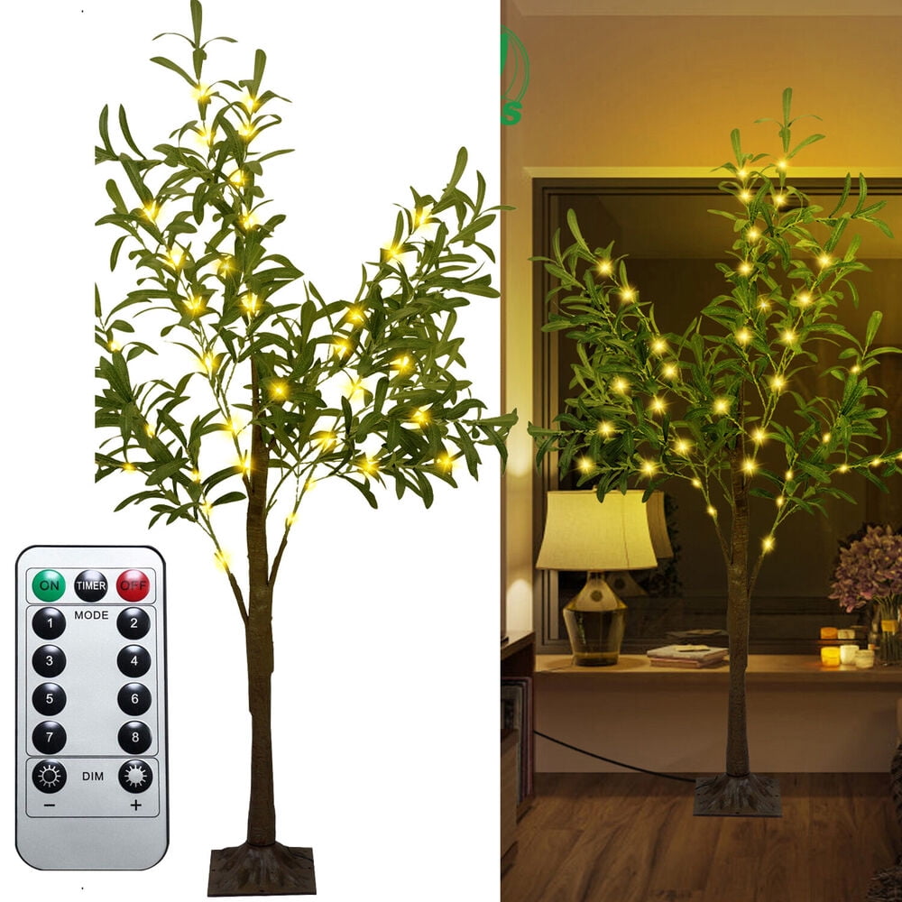 4/6FT LED Artificial Olive Tree Lights 300 LEDs Light with Remote for ...