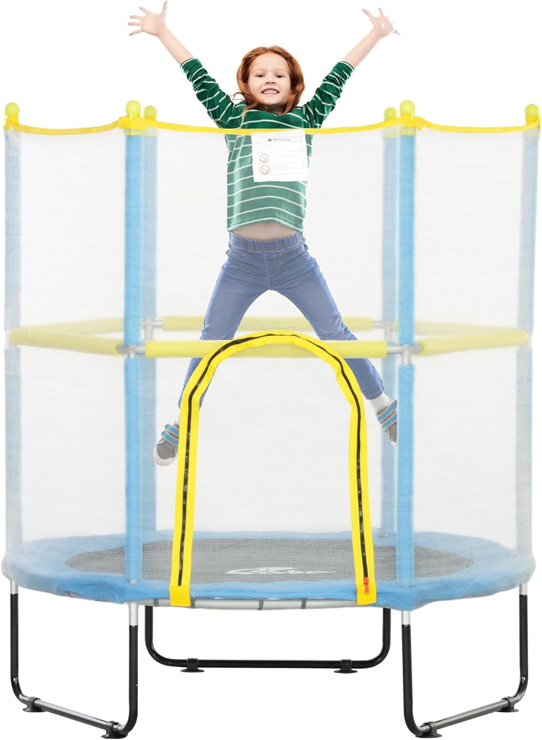 4.6FT Trampoline for Kids, 55" Toddler Trampoline with Safety Enclosure ...