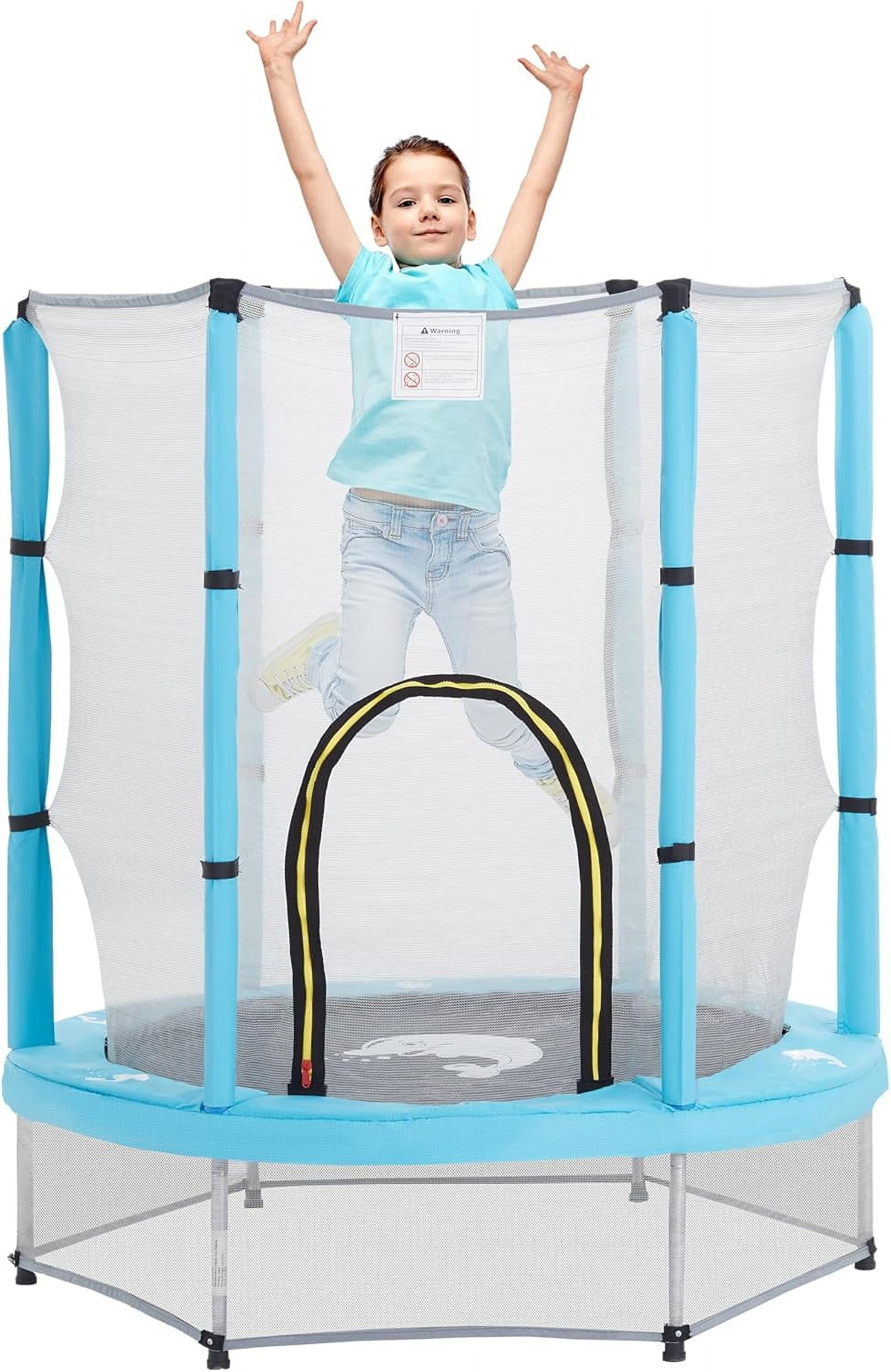 4.6FT Trampoline for Kids with Safety Enclosure Net, Mini Toddler ...