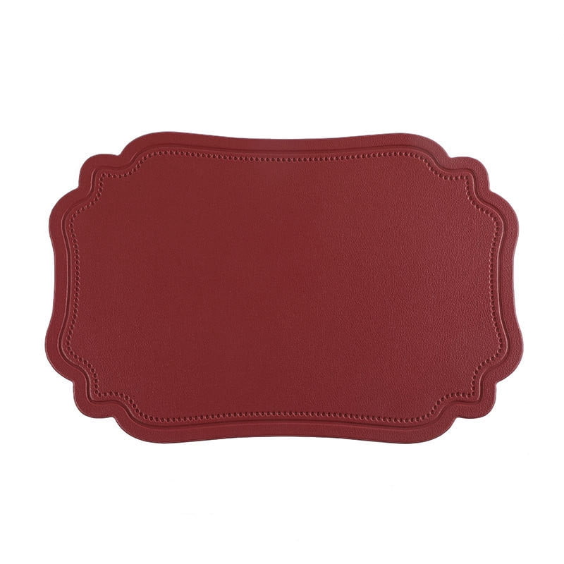 4/6Pcs Black Red Placemats Large Rectangular Table Mats Shaped Faux ...