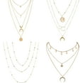 4-6Pcs Multiple Layered Necklaces for Women Choker Necklace with Moon ...