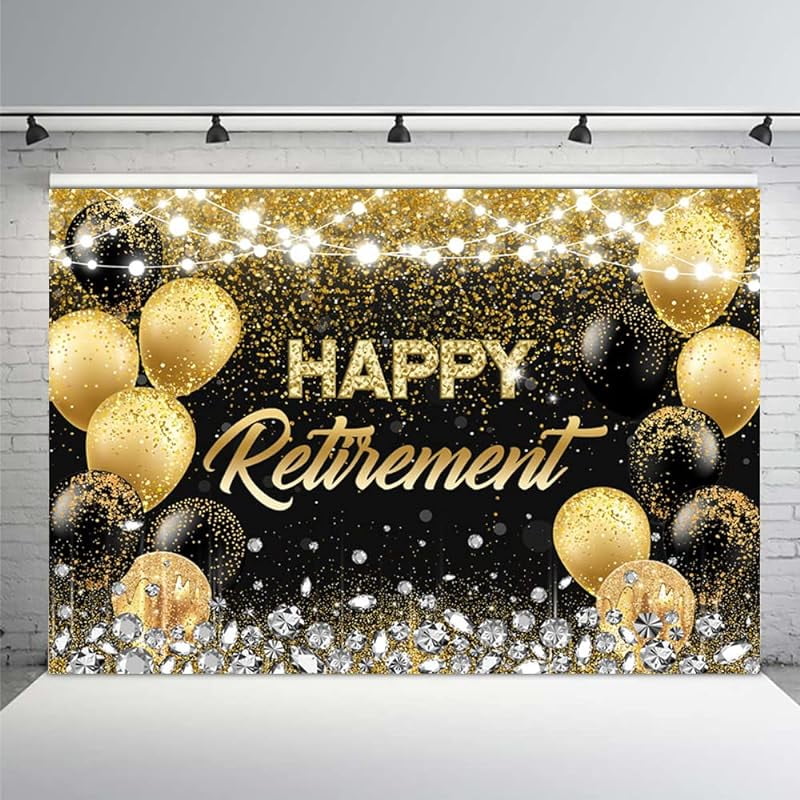 4*6ft Happy Retirement Party Backdrop Blue and Sliver Congrats Retire ...
