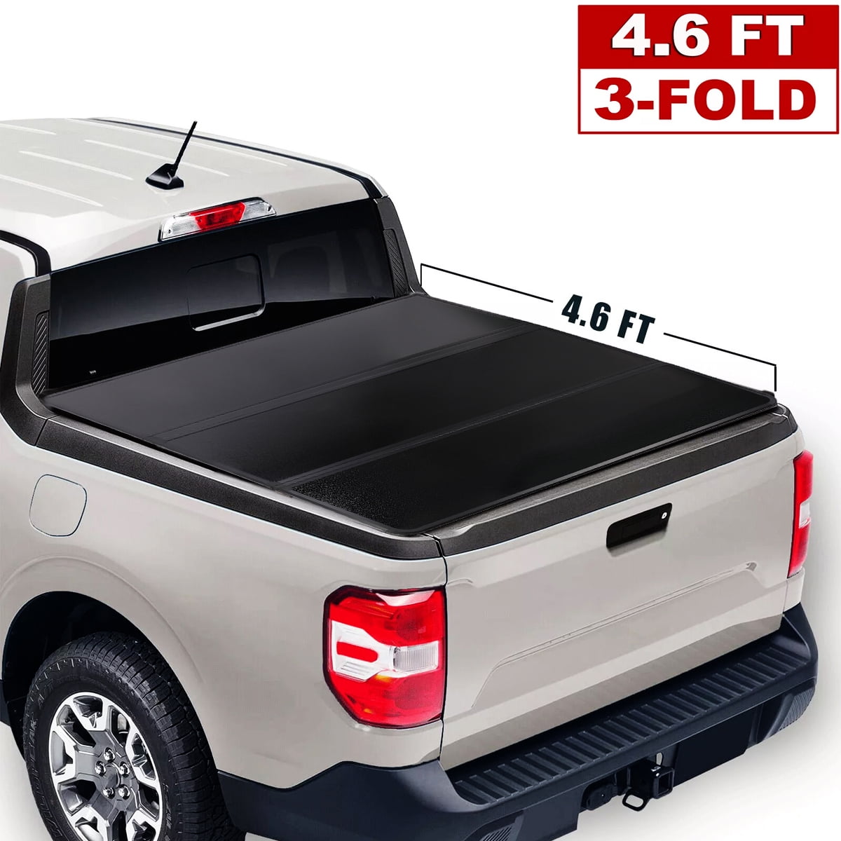 4.6ft Hard Tonneau Cover Tri-Fold For 2022-2024 Ford Maverick Truck Bed ...