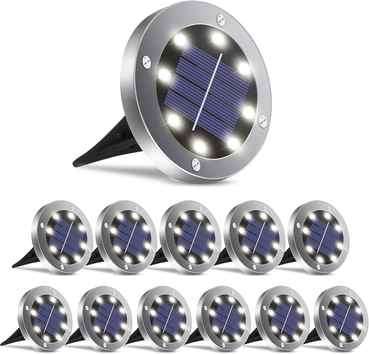 4.6inch Solar Lights Outdoor Waterproof,12Pack Solar Lights for Outside ...