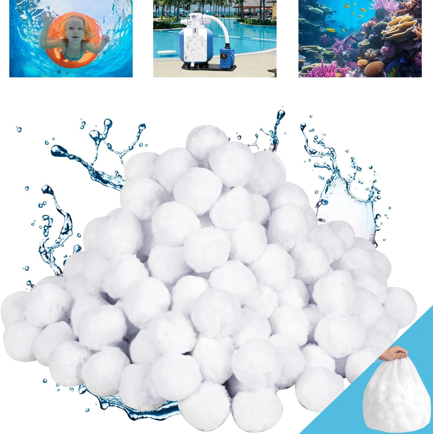 4.6lbs Pool Filter Balls for Sand Filter Pump, Reusable Eco-Friendly ...