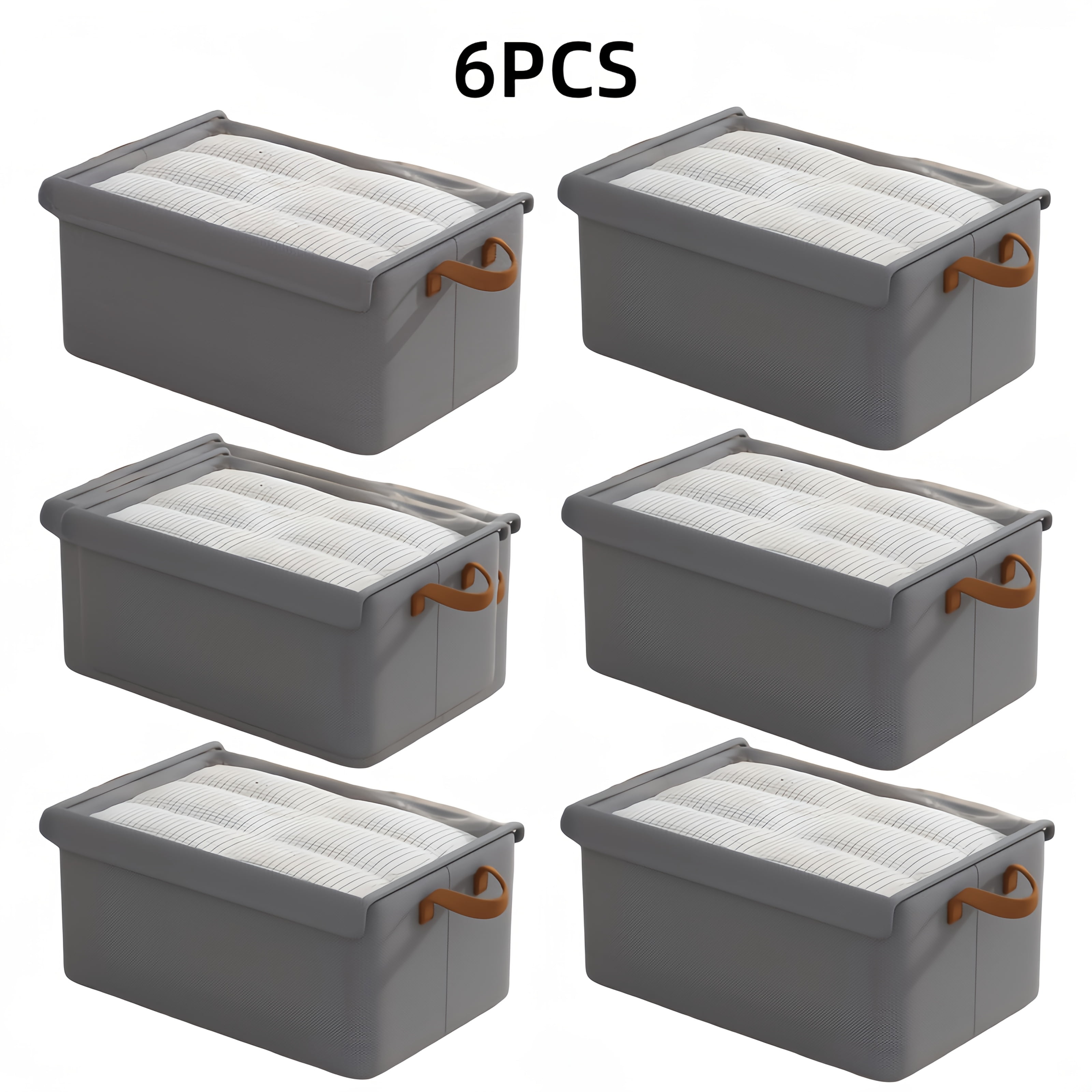 4/6pc Foldable Storage Boxes with See-Through Lids & Handles - Space ...
